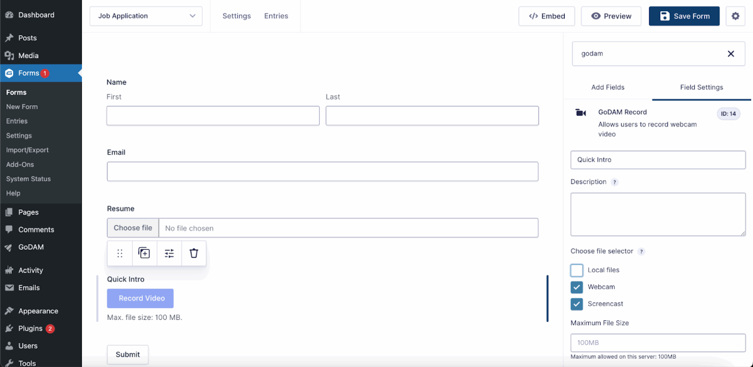 GoDAM Forms Recorder - GoDAM