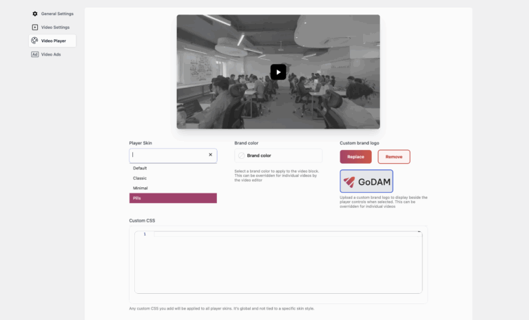 Video Player Settings - GoDAM